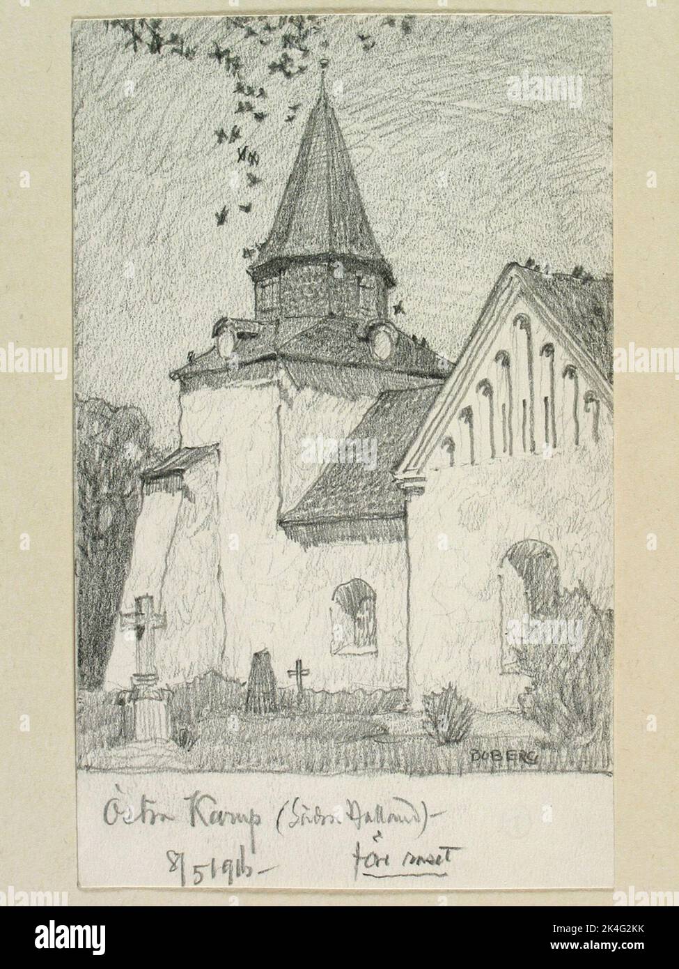 Drawing by Ferdinand Boberg. Halland, Höks hd., Östar Karups K: a ...