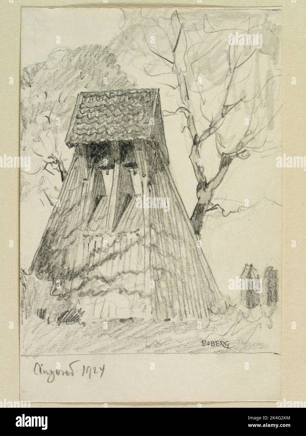 Drawing by Ferdinand Boberg. Västergötland, Wet Hd., Angereds K: a ...