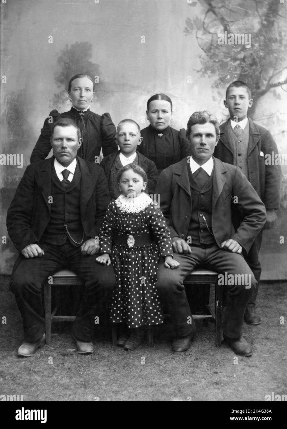 Group portrait. "Two families Andersson. To the left: Per Andersson ...