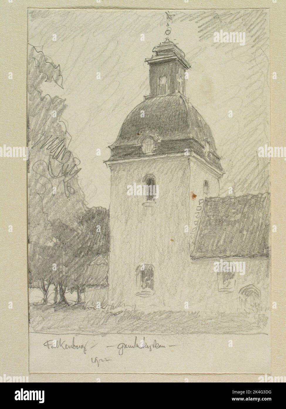 Drawing by Ferdinand Boberg. Halland, old church Nordic Stock Photo - Alamy
