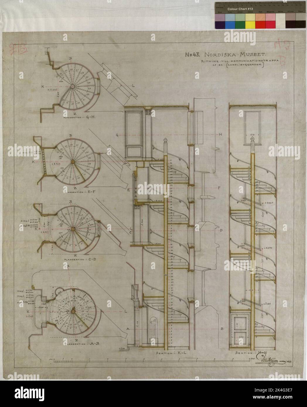 Drawing on weave over the main building of the Nordic Museum. Drawing ...