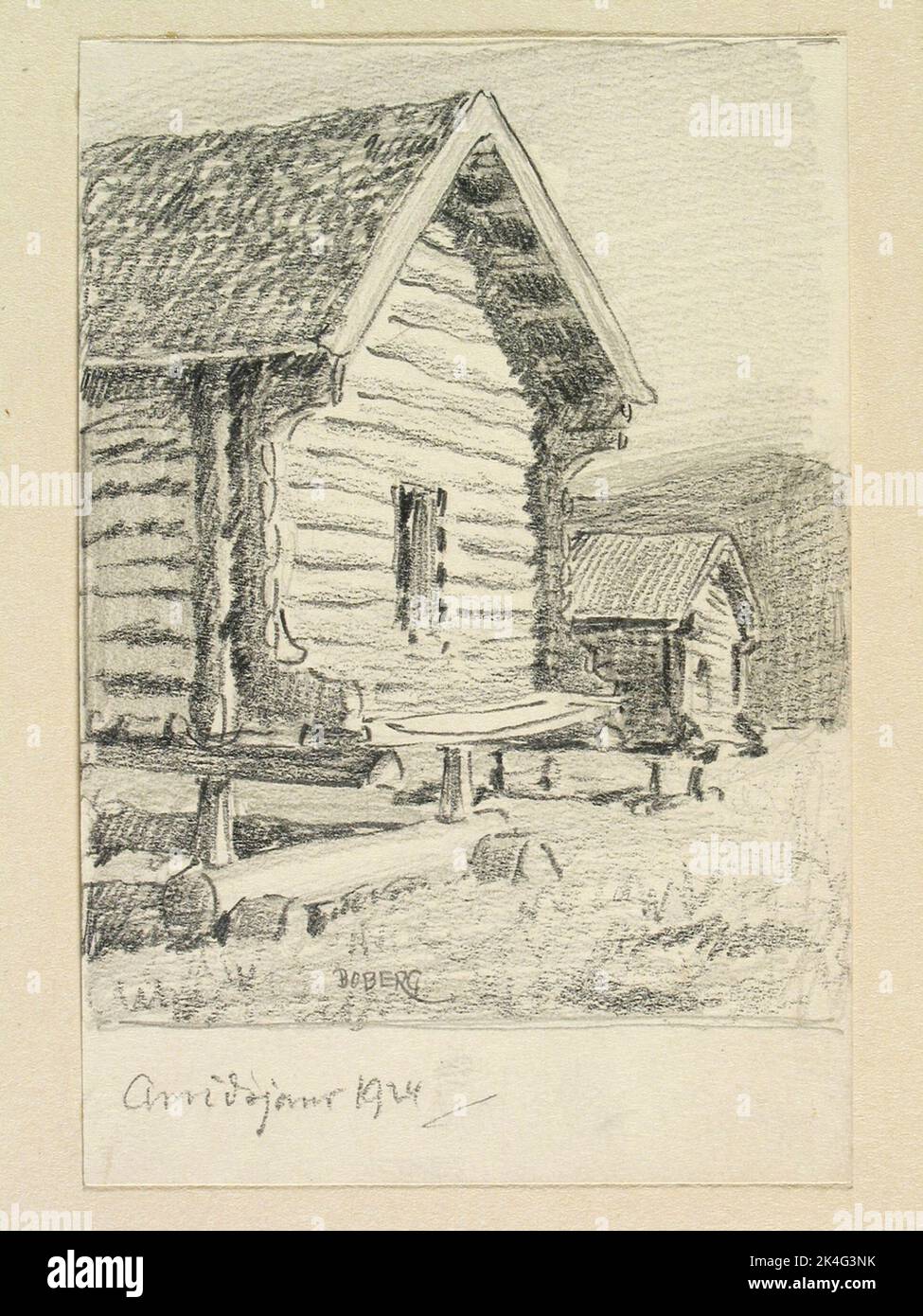 Lapland, Piteå Lappmark, Arvidsjaurs sn. Drawing of Ferdinand Boberg ...