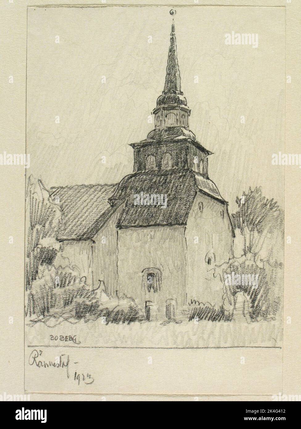 Drawing by Ferdinand Boberg. Halland, Höks hd., Ränneslös church Nordic ...