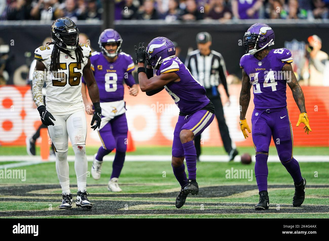 Minnesota Vikings' Justin Jefferson celebrates after scoring a ...