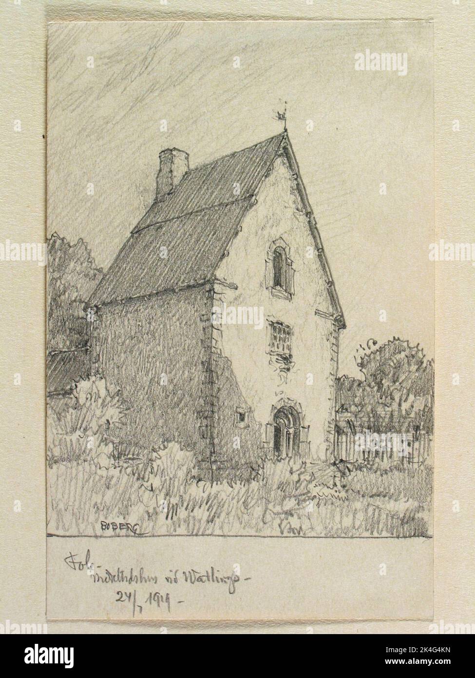 Gotland, Fole sn., Vatlings. Medieval stone house. Drawing of Ferdinand ...