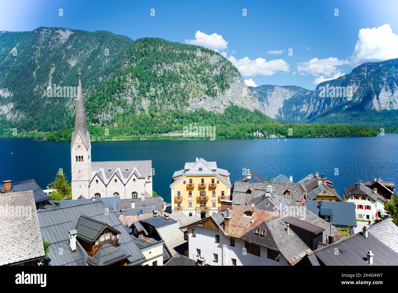 UNESCO World Heritage town of Hallstatt. It is a village on Lake ...