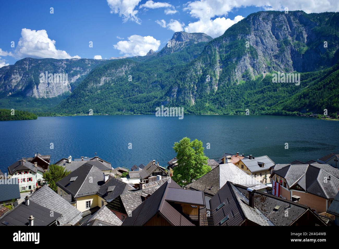 UNESCO World Heritage town of Hallstatt. It is a village on Lake Hallstatt's western shore in ...