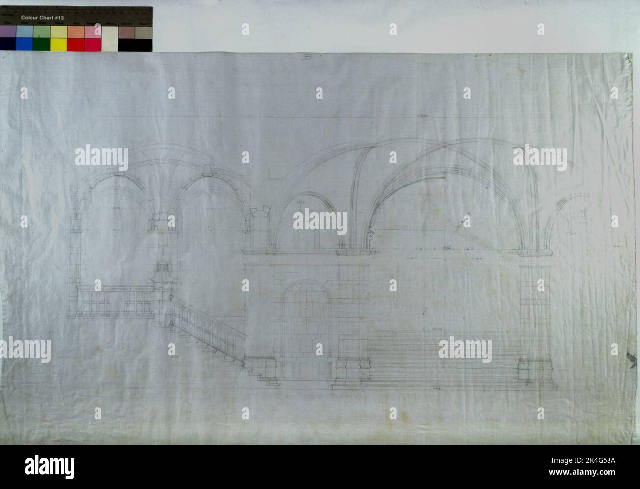 Drawing on weave over the main building of the Nordic Museum. The ...