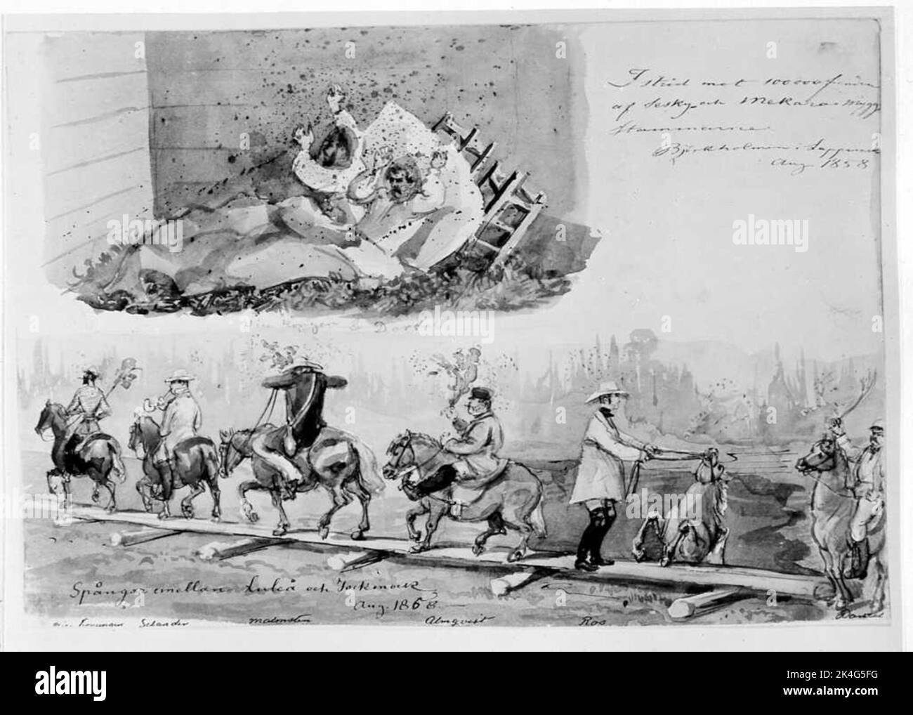 Watercolor ink drawing by Fritz von Dardel. "In violation of 100,000 ...