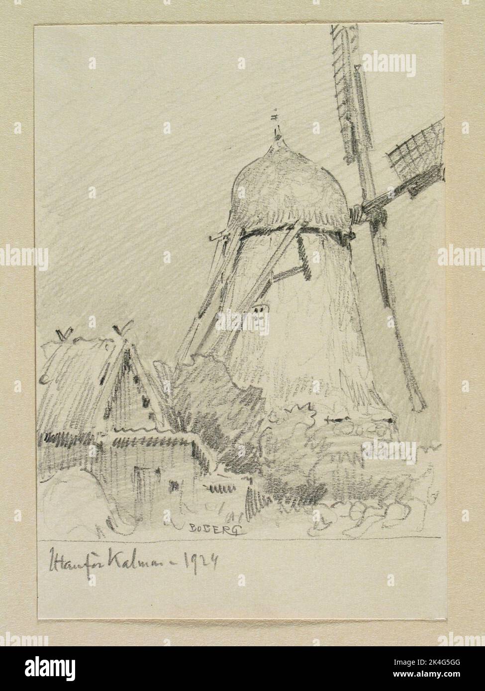 Windmill outside Kalmar. Drawing of Ferdinand Boberg Nordic Stock Photo ...