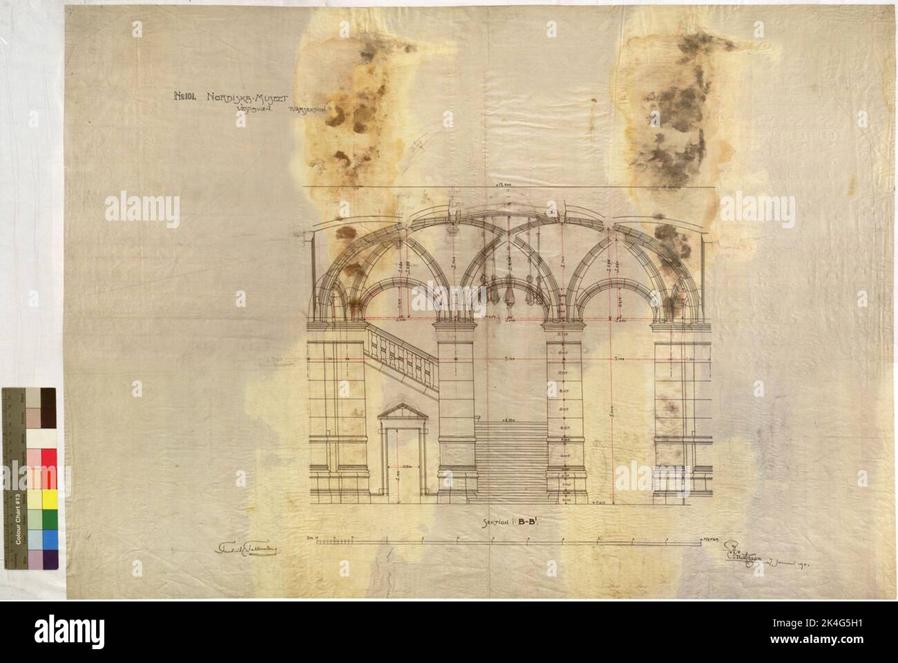 Drawing on weave over the main building of the Nordic Museum. The ...