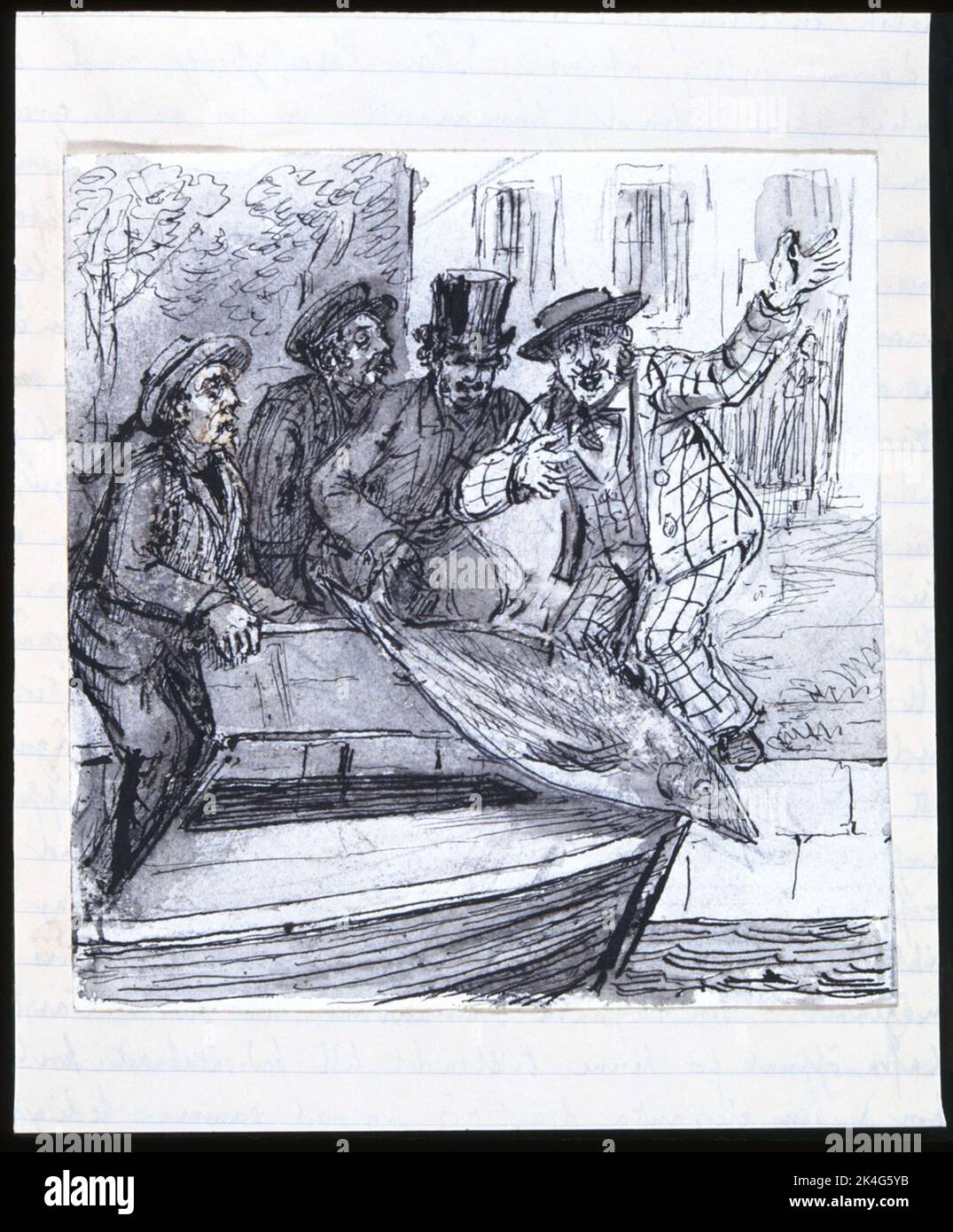 Four gentlemen fishing. Ink drawing by Fritz von Dardel, 1874 Nordic ...