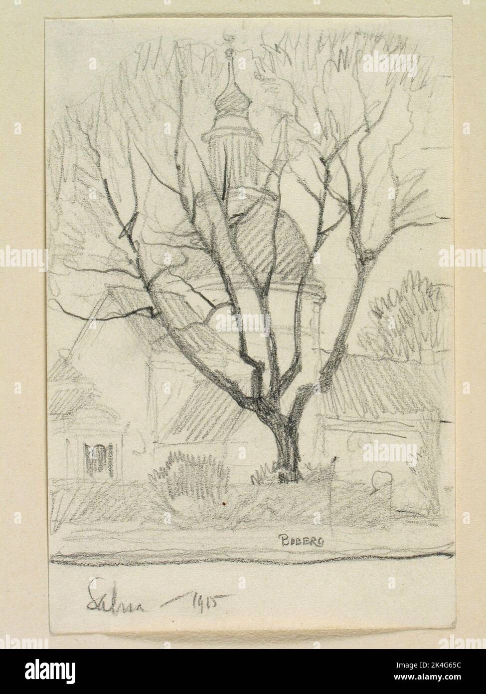 Drawing by Ferdinand Boberg. Uppland, Danderyds Skplg., Solna church ...