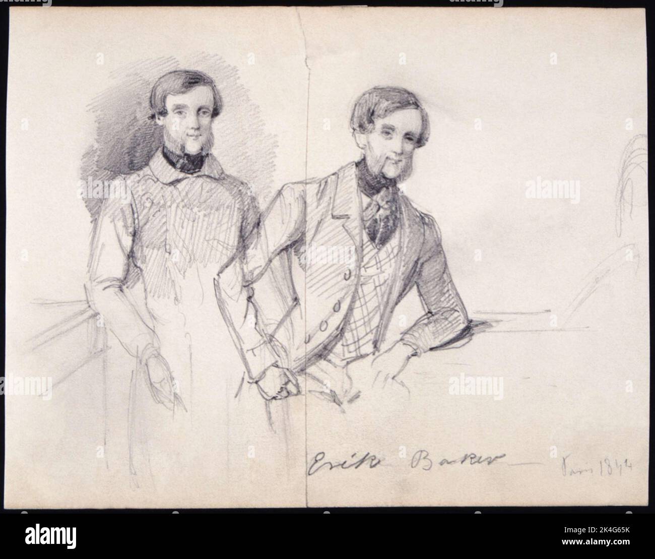Portrait on two young men ". Pencil drawing by Fritz von Dardel, 1844 ...