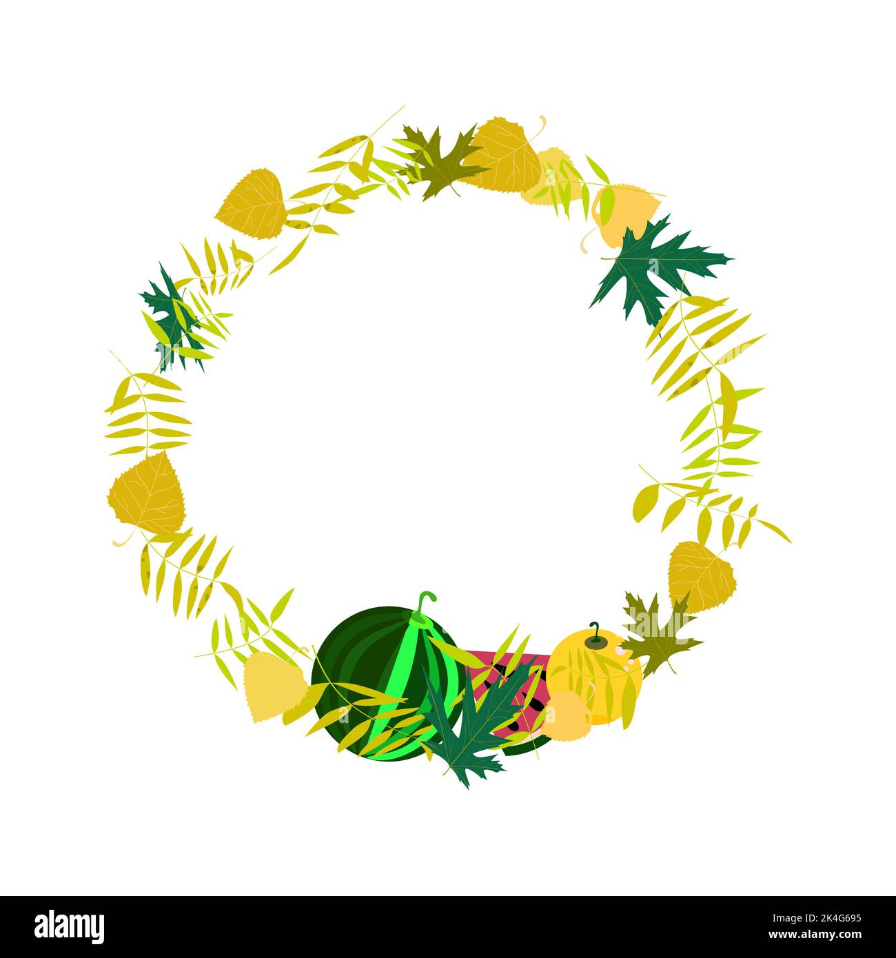 oval frame of watermelons, melons on a light background for the design ...