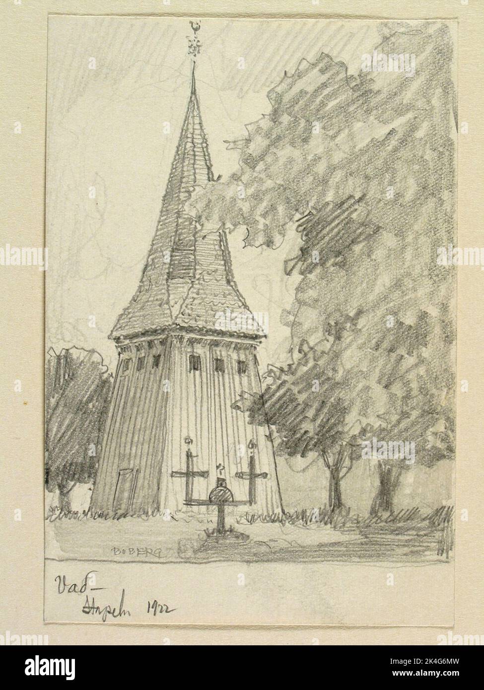 Drawing by Ferdinand Boberg. Västergötland, Vadsbo hd., Vads church ...