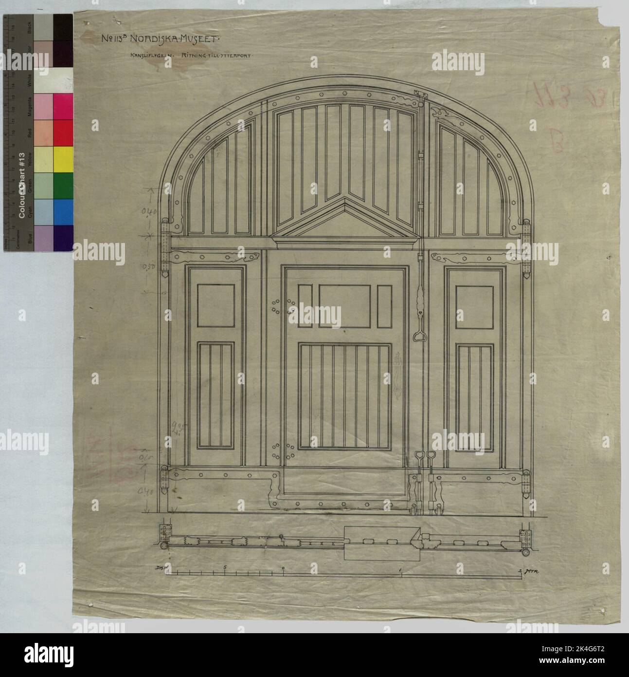 Drawing on weave over the main building of the Nordic Museum. The ...