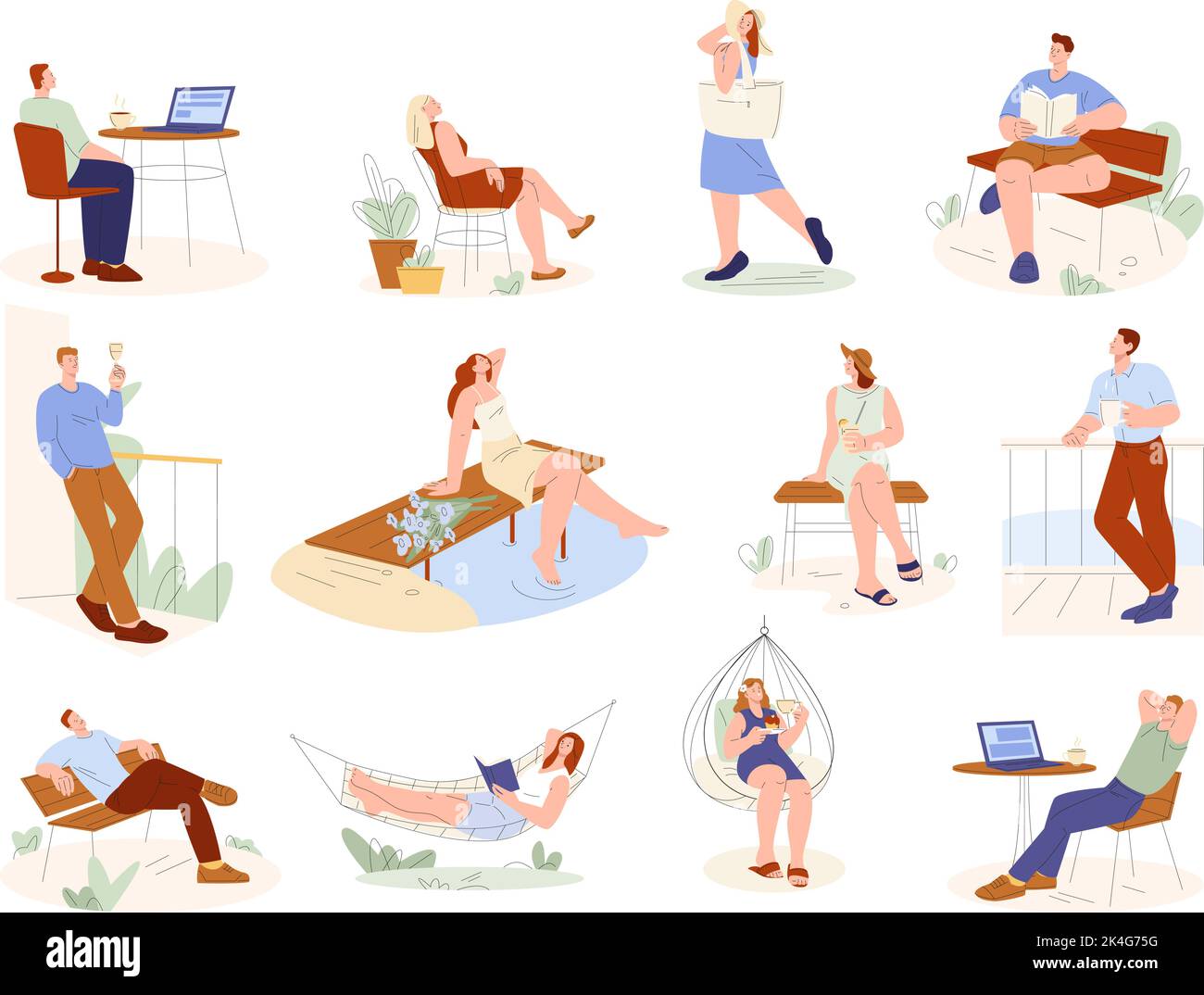 People outdoor relax. Adventure alone, seaside activities for female ...