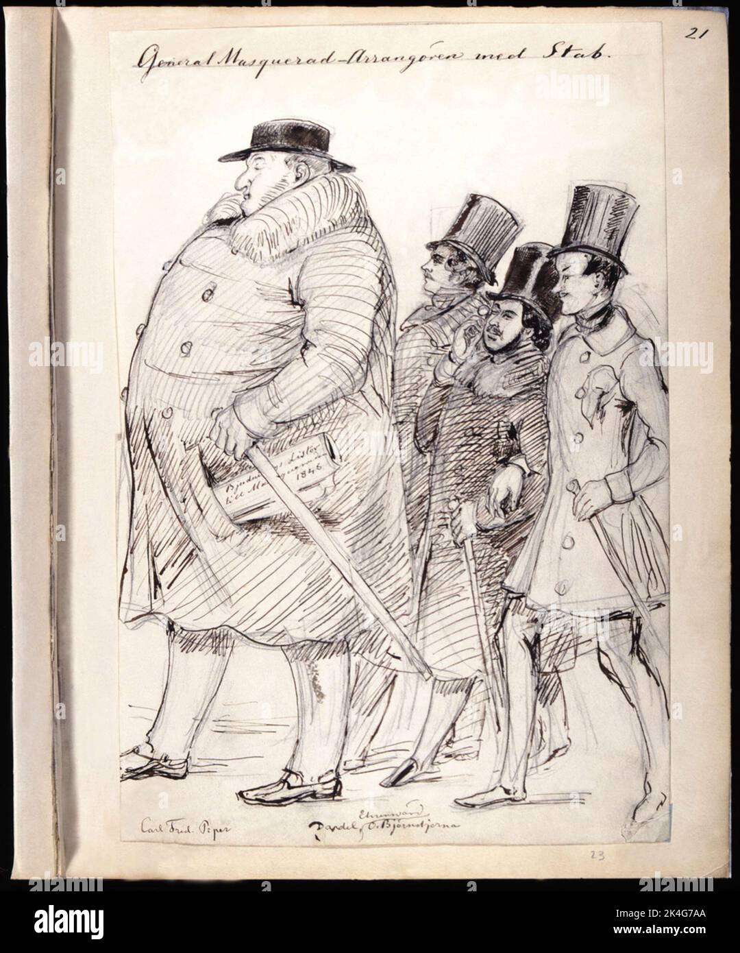 'General Masquerade organizer with staff'. Carl Fred. Piper, Dardel ...