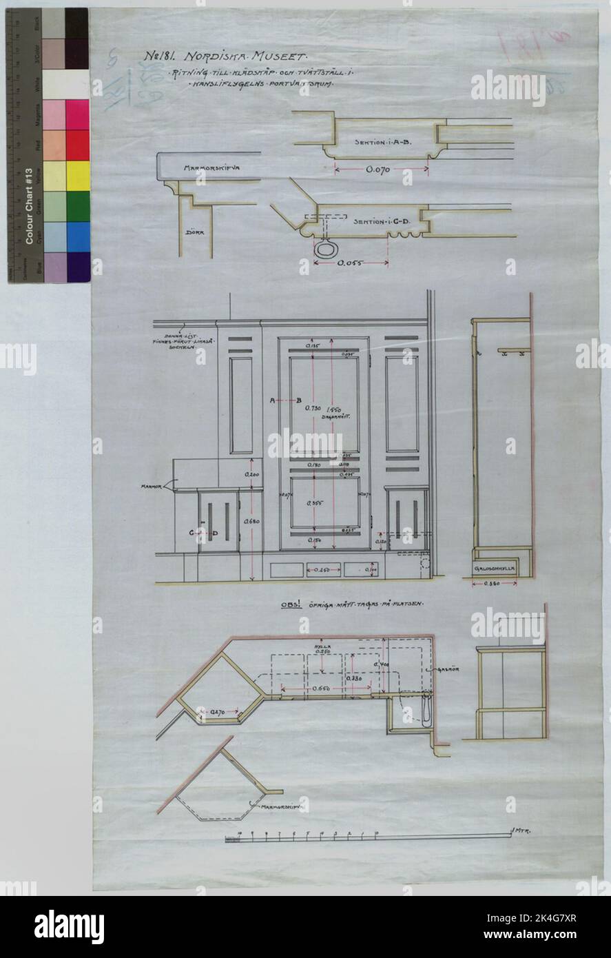 Drawing on weave over the main building of the Nordic Museum. Drawing ...