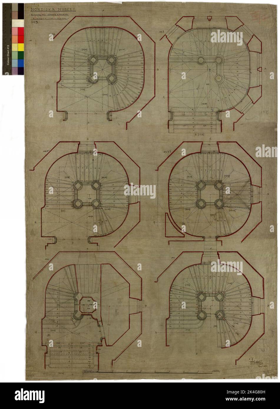 Drawing on weave over the main building of the Nordic Museum. Drawing ...