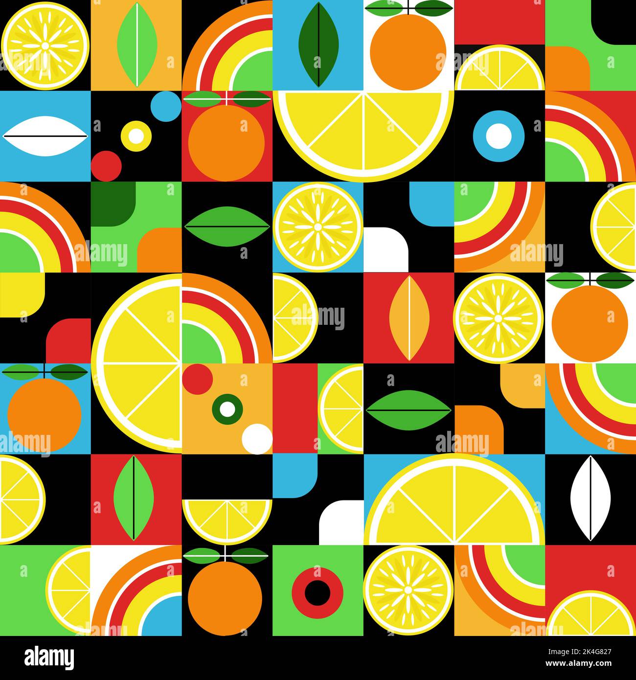 Geometric fruits seamless pattern. Nature abstract berries and cut ...