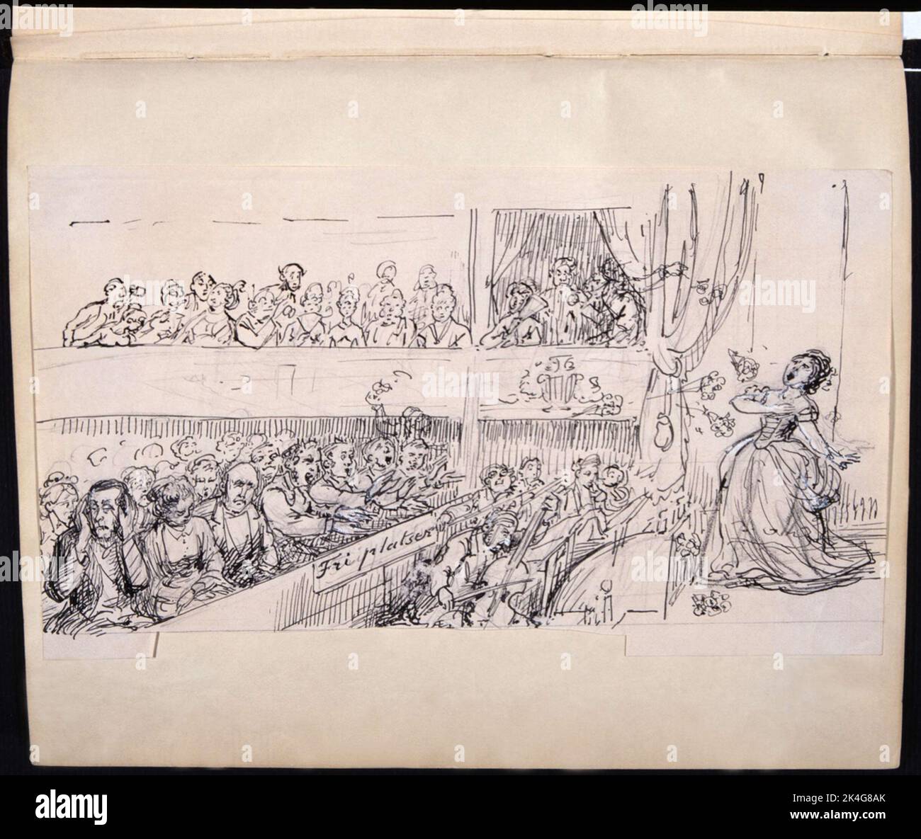 Opera singer with audience. Trans draw by Fritz von Dardel. Nordic ...