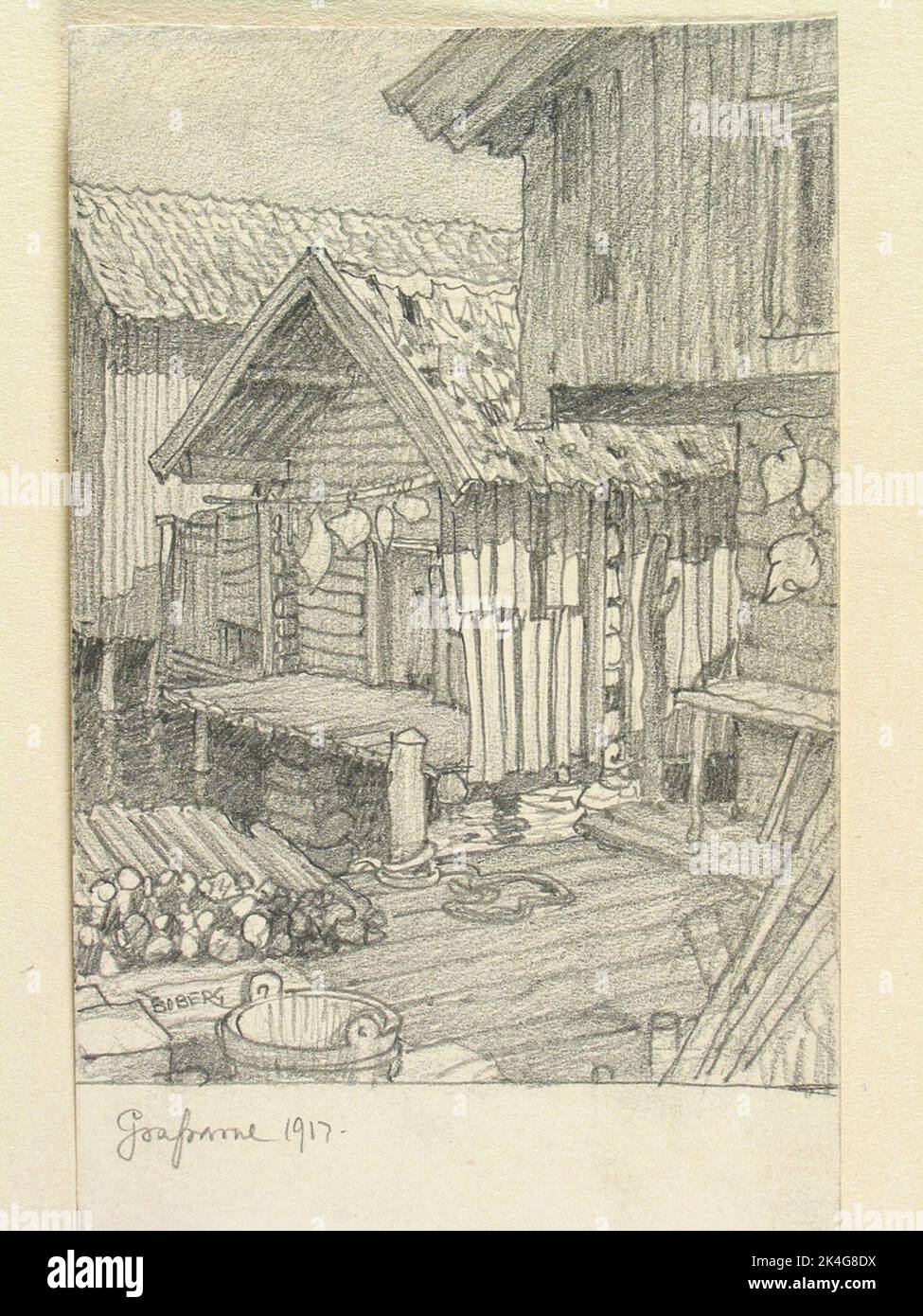 Bohuslän, Gravarne. Bodar. Drawing of Ferdinand Boberg Nordic Stock ...
