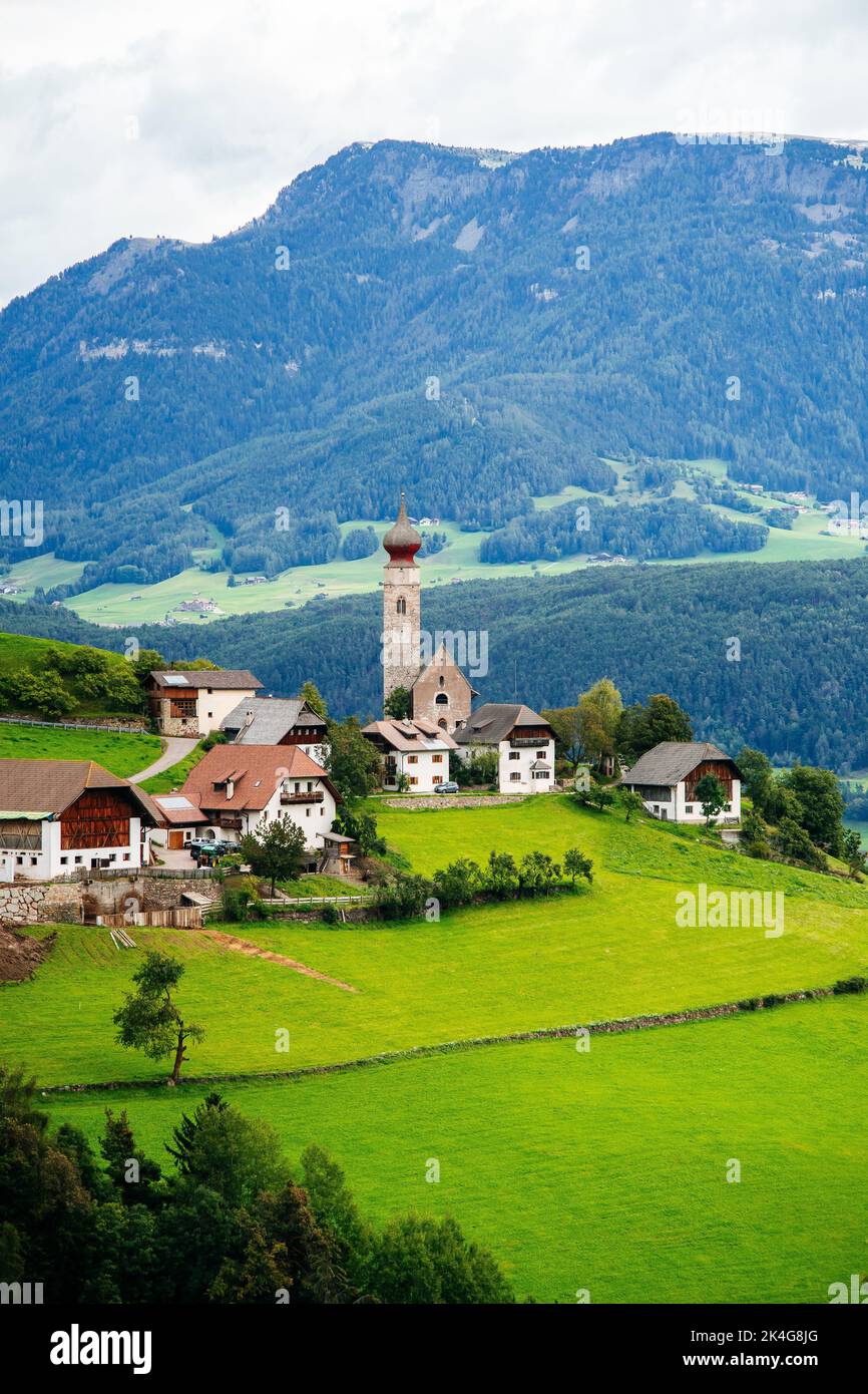 Scenic panoramic view of idyllic Dolomites mountain scenery with ...