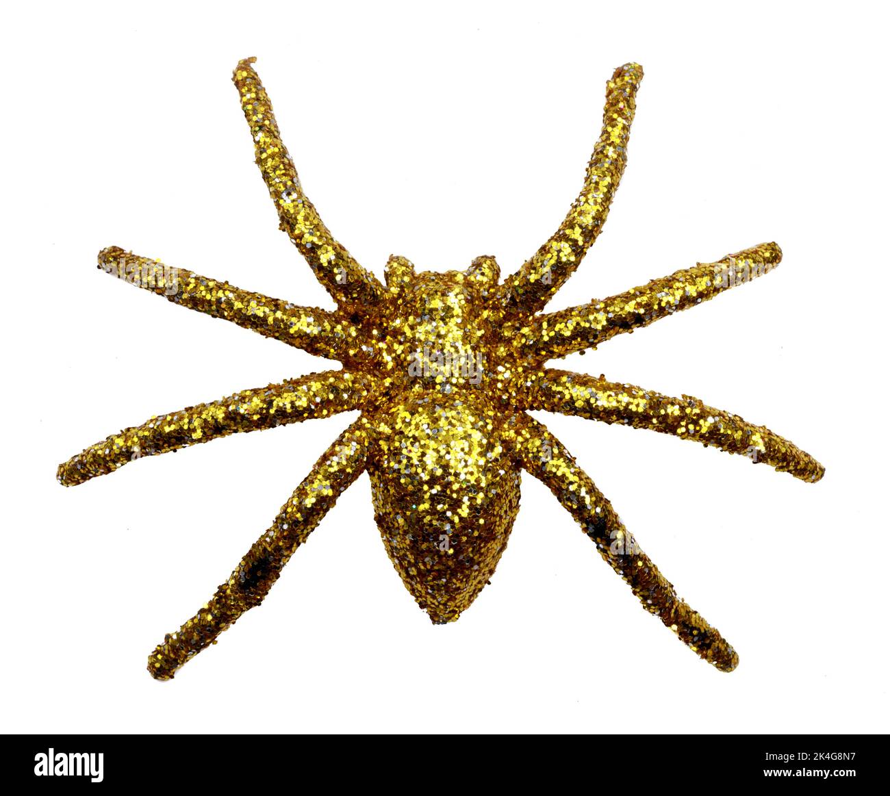Glitter Yellow Gold Spider Halloween Decoration Isolated on White ...