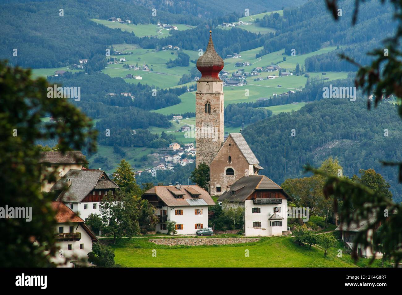 Scenic panoramic view of idyllic Dolomites mountain scenery with ...
