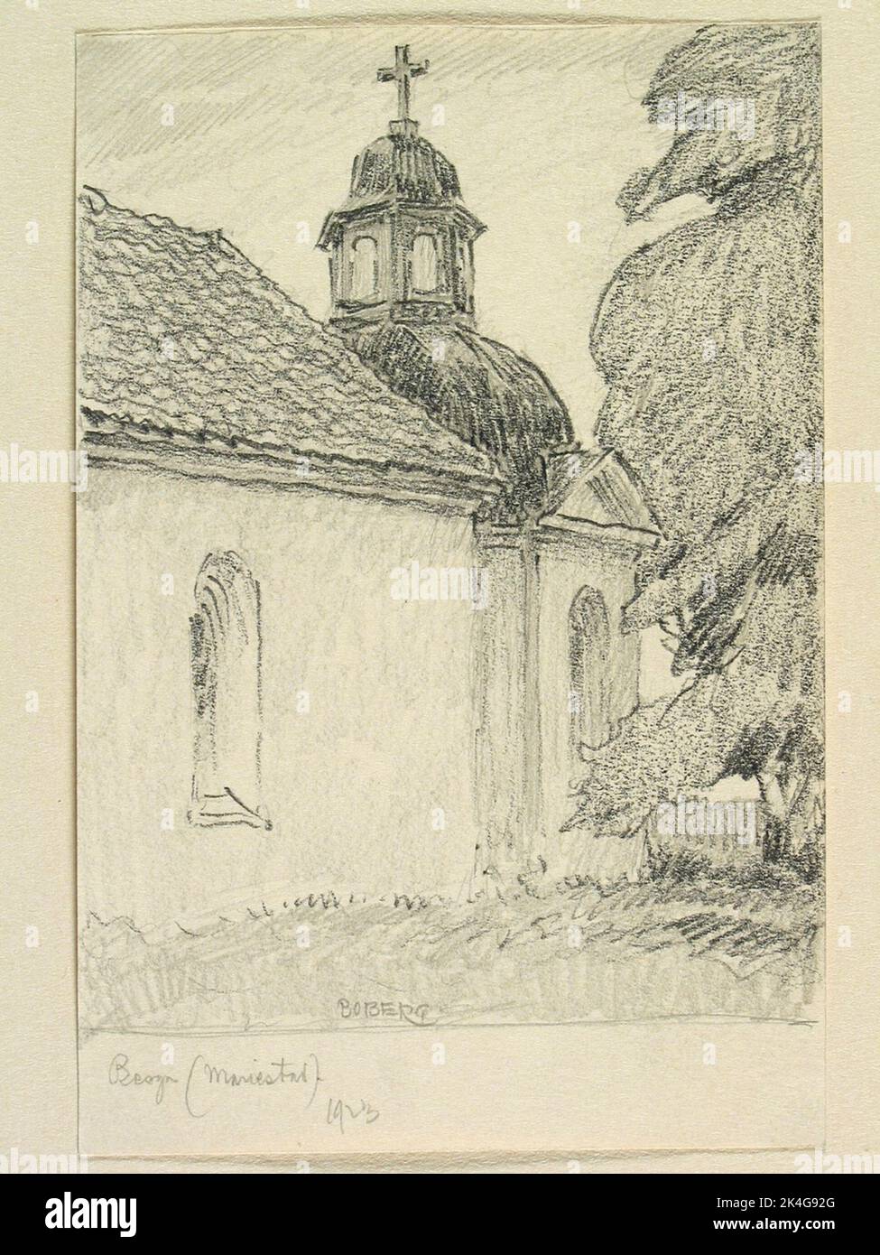 Drawing by Ferdinand Boberg. Västergötland, Vadsbro hd., Berga K: a ...