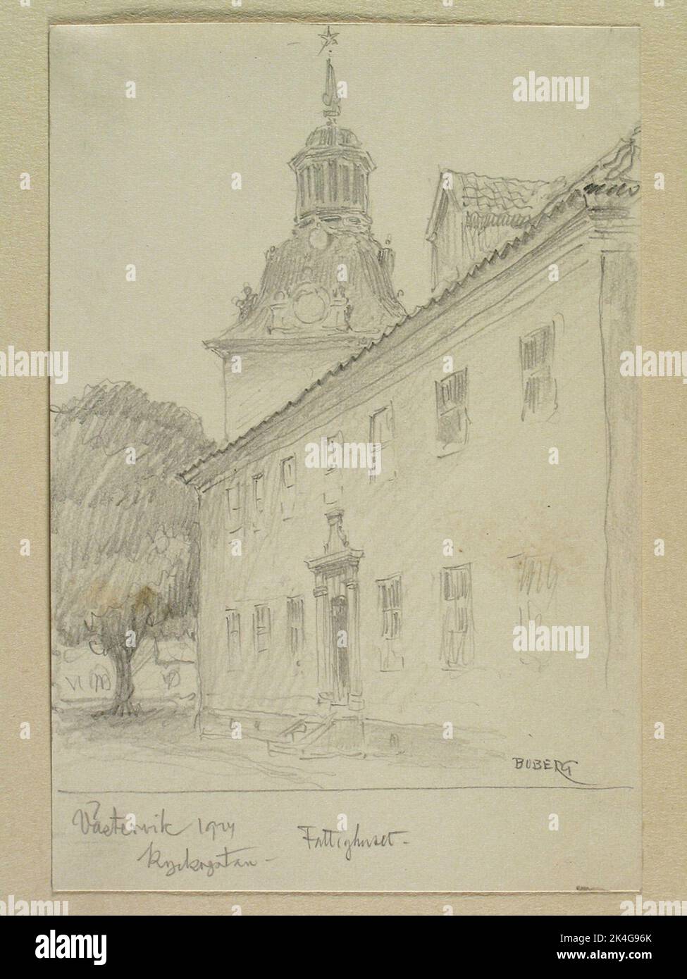 Drawing by Ferdinand Boberg. Västervik, Kyrkogatan, Poor House Nordic ...