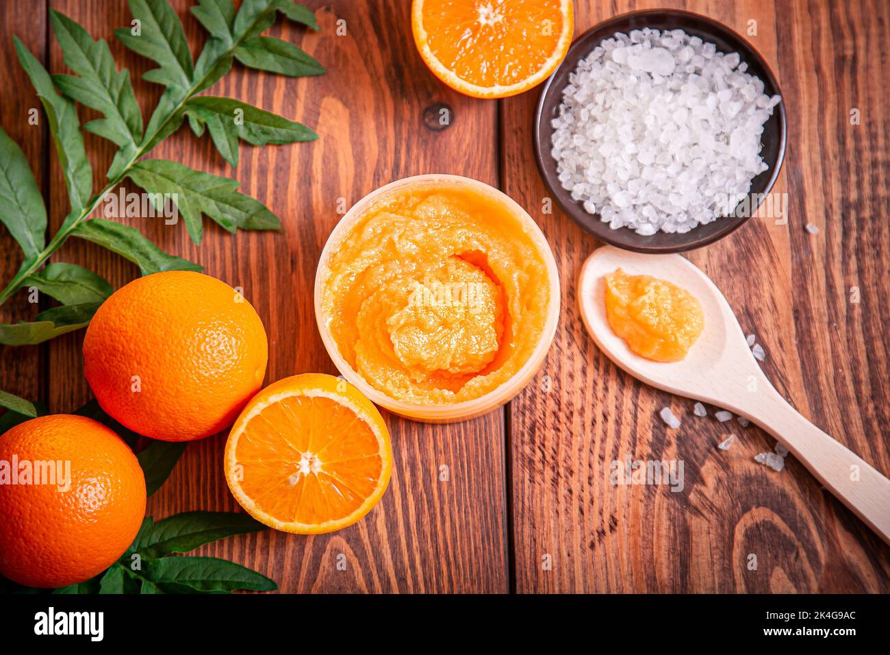 Orange scrub for face or body. Cosmetic product made of natural ...