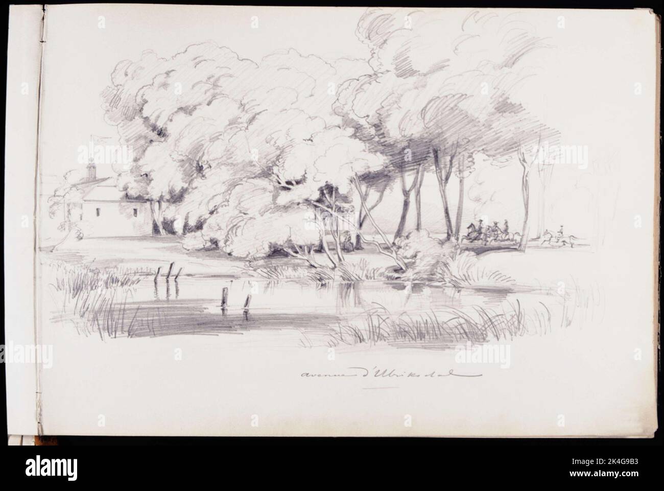 Avenue d'Ulriksdal ". Pencil drawing by Fritz von Dardel. Nordic Stock ...
