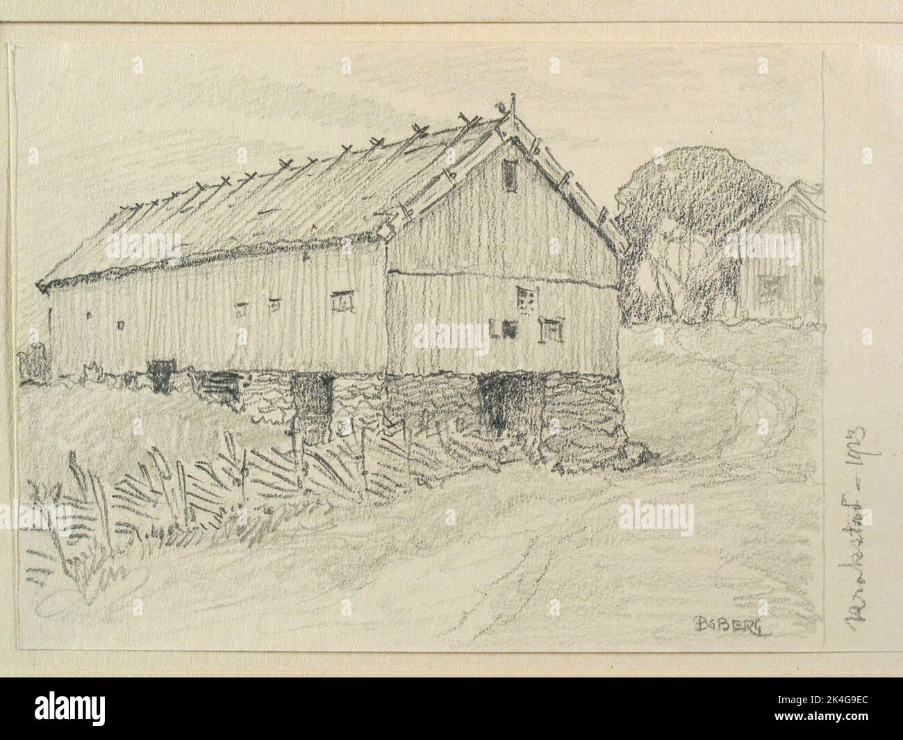 Bohuslän, Krokstad. Barn. Drawing by Ferdinand Boberg. Nordic Stock ...