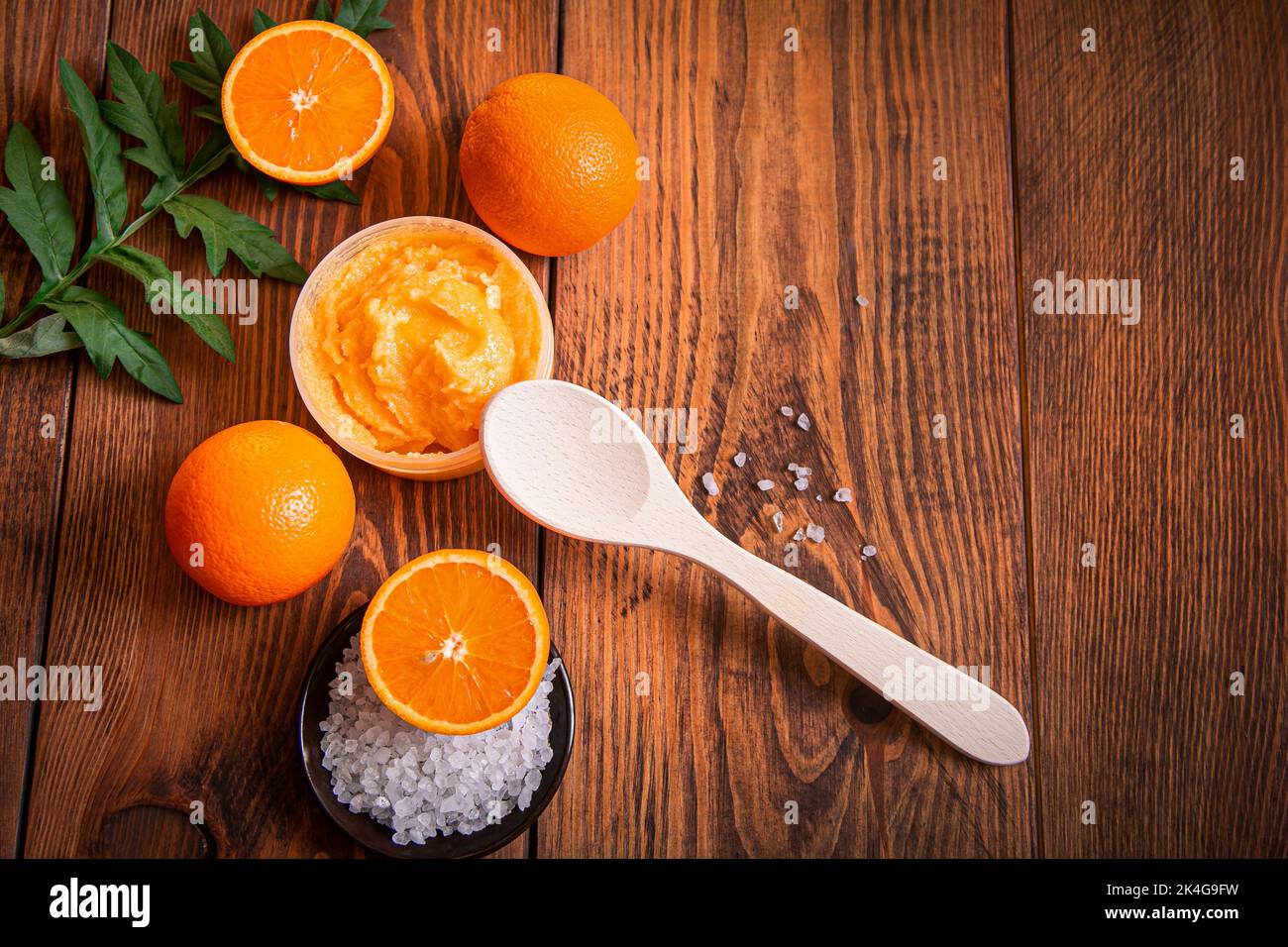 Orange scrub for face or body. Cosmetic product made of natural ...
