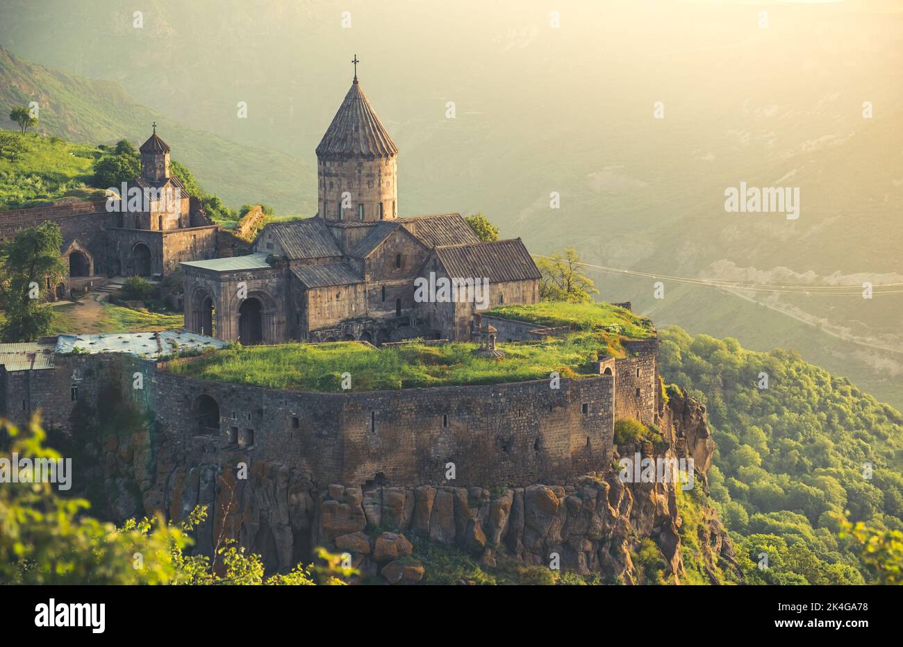 Tatev ancient monastery in sunset light. Armenia best famous travel ...