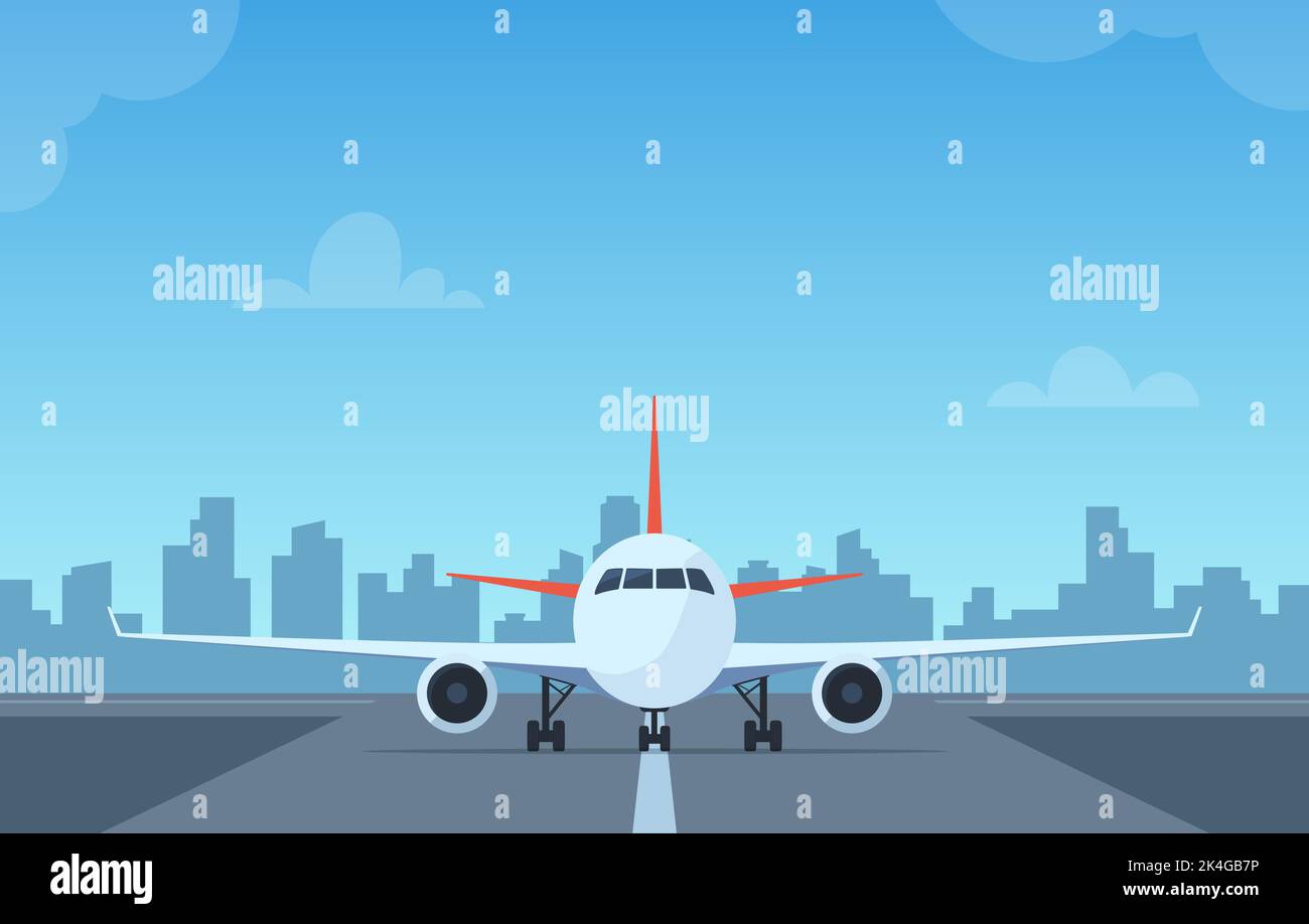 Passenger airplane on runway, front view. passenger aircraft takeoff ... Passenger airplane on runway, front view. passenger aircraft takeoff ...