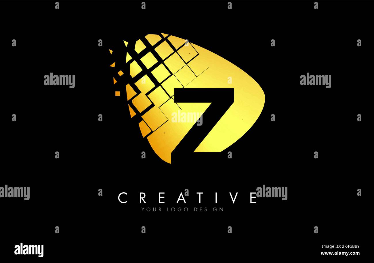 Letter Z Design with golden Shattered Blocks Vector Illustration. Pixel ...