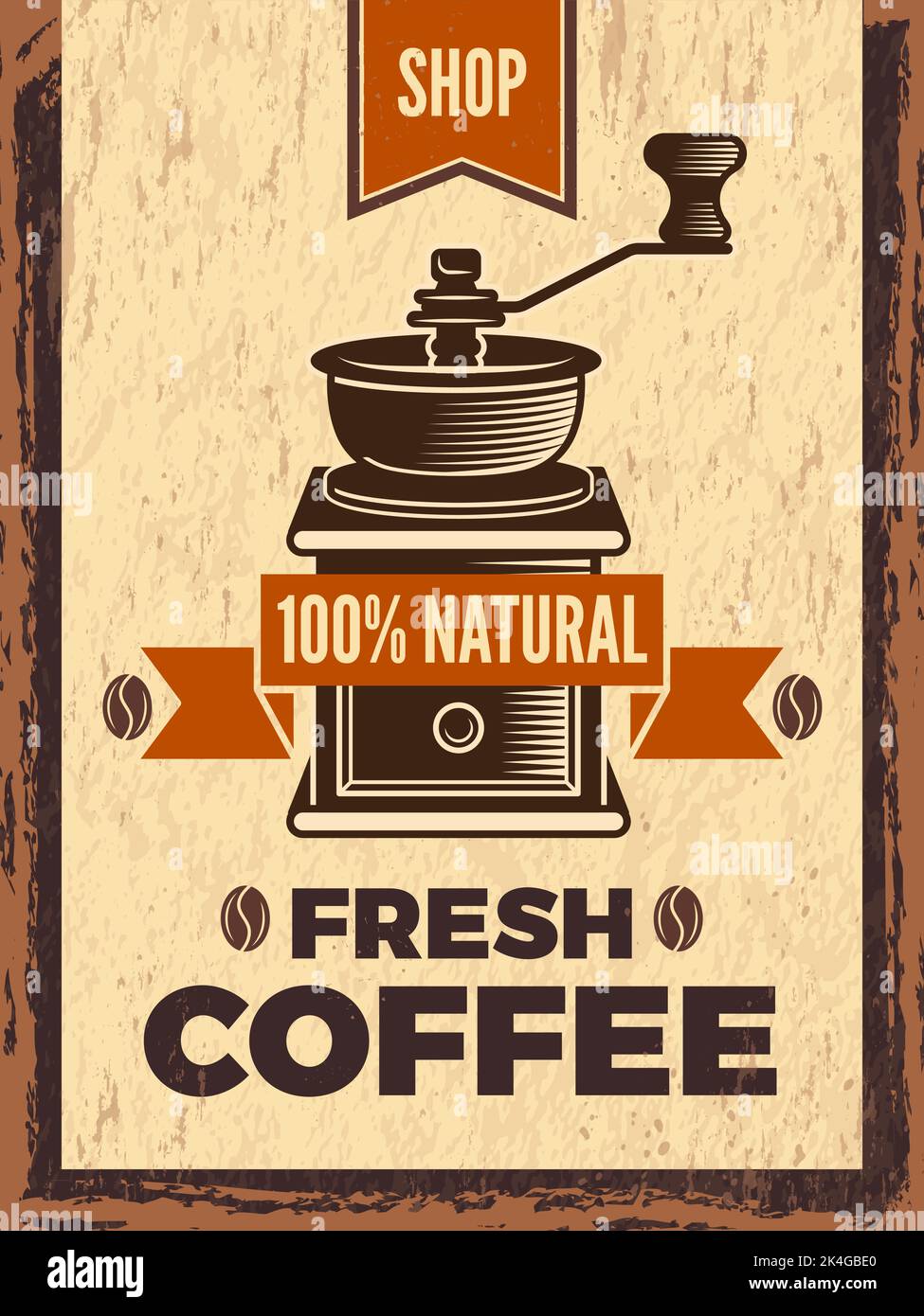 Coffee poster. retro placard or design menu with picture of coffee ...