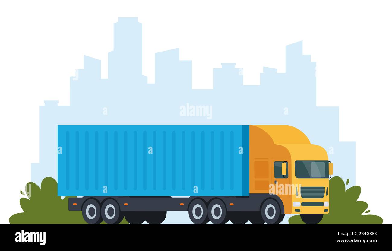 Cargo Truck on urban background. Commercial transport. Logistics. Car ...