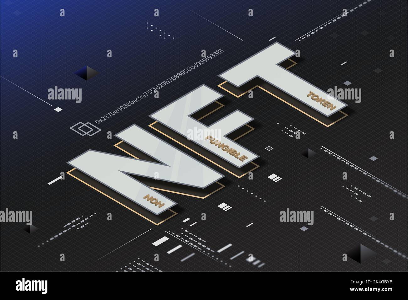 NFT non-fungible token concept - NFT word in frame on abstract ...