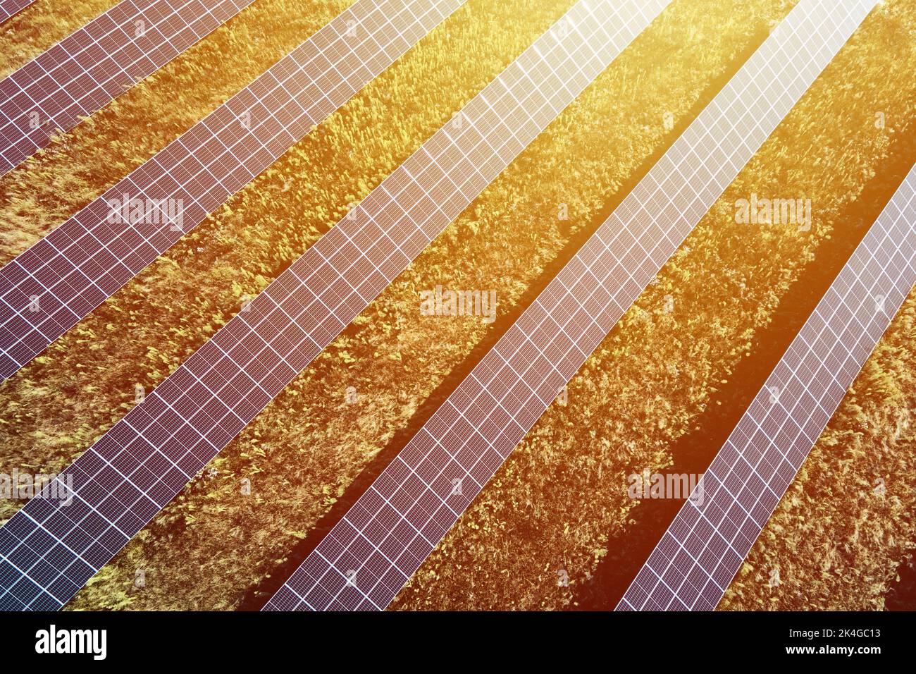 Solar batery in field. Photovoltaic panels for solar energy production ...
