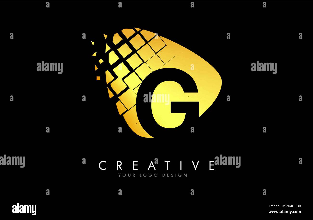 Letter G Design with withgoldene Shattered Blocks Vector Illustration ...