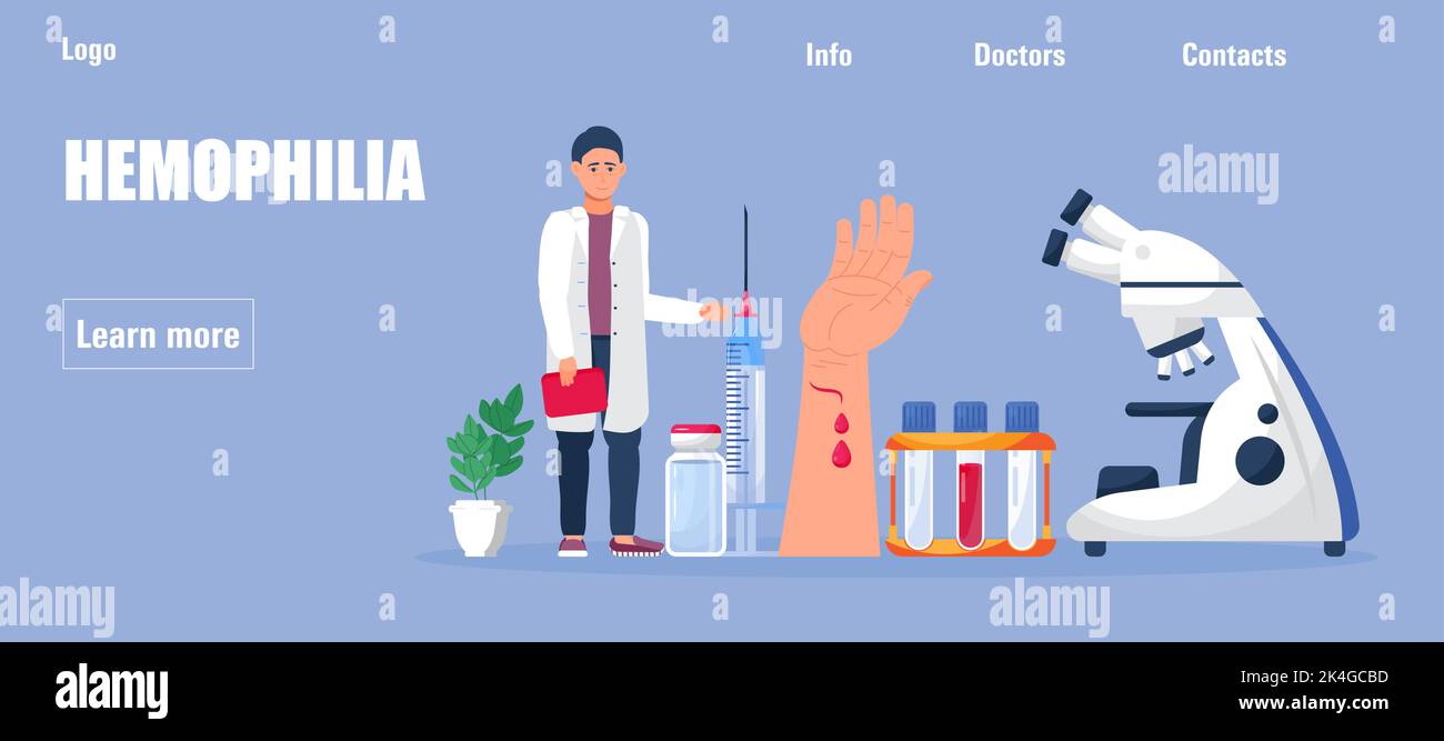 Hemophilia concept vector. Detailed test for red blood cells and ...