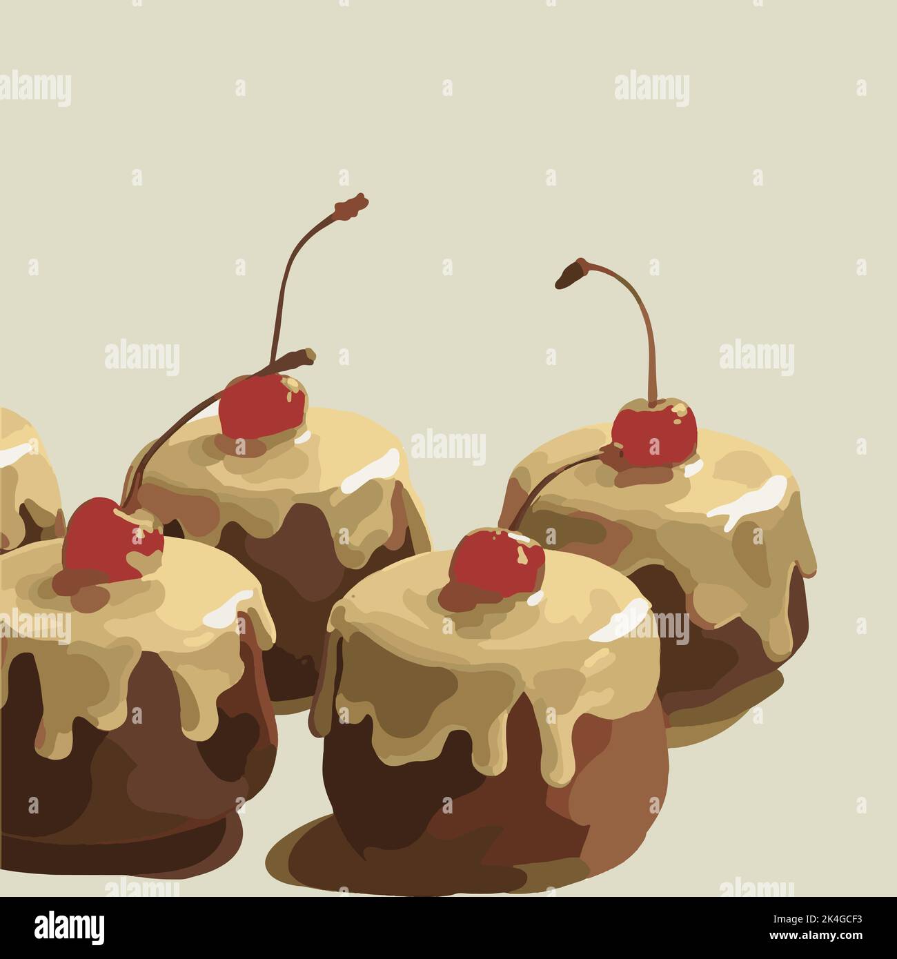 Cream and cherry cakes. Vector illustration Stock Vector Image & Art ...