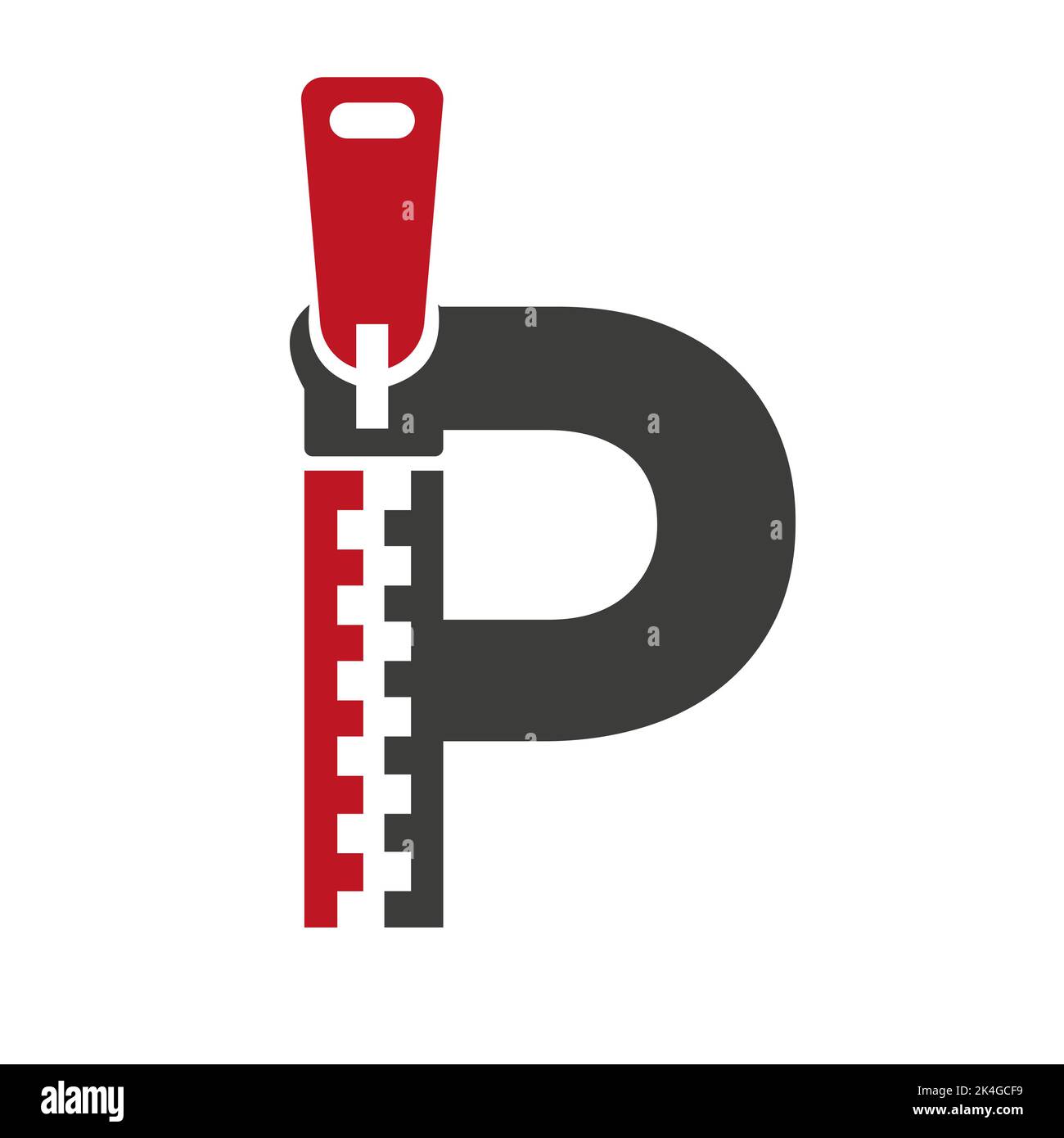 Initial Letter P Zipper Logo For Fashion Cloth, Embroidery and Textile ...