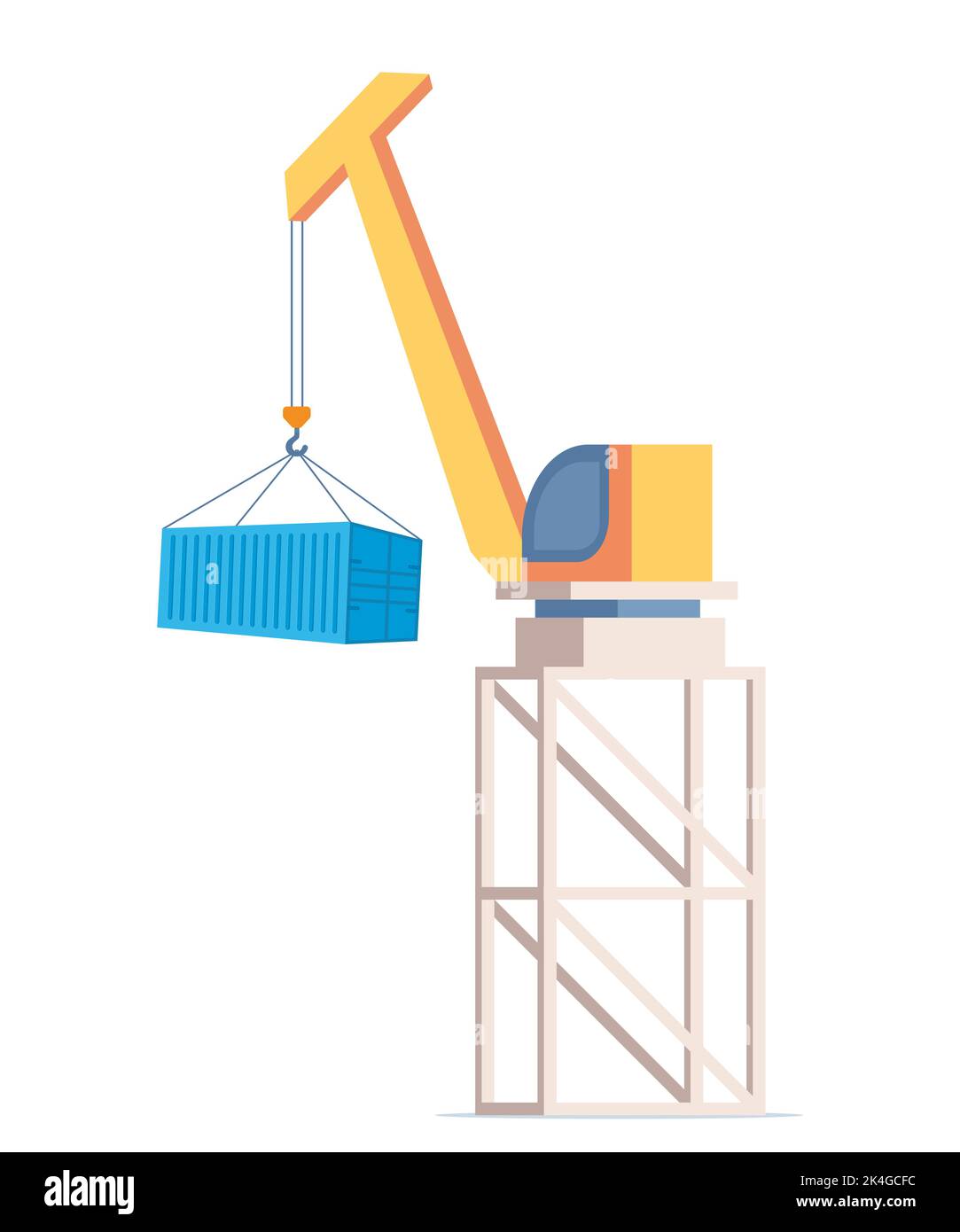 Port crane for loading containers on ships. Vector illustration in flat style Stock Vector Image ...
