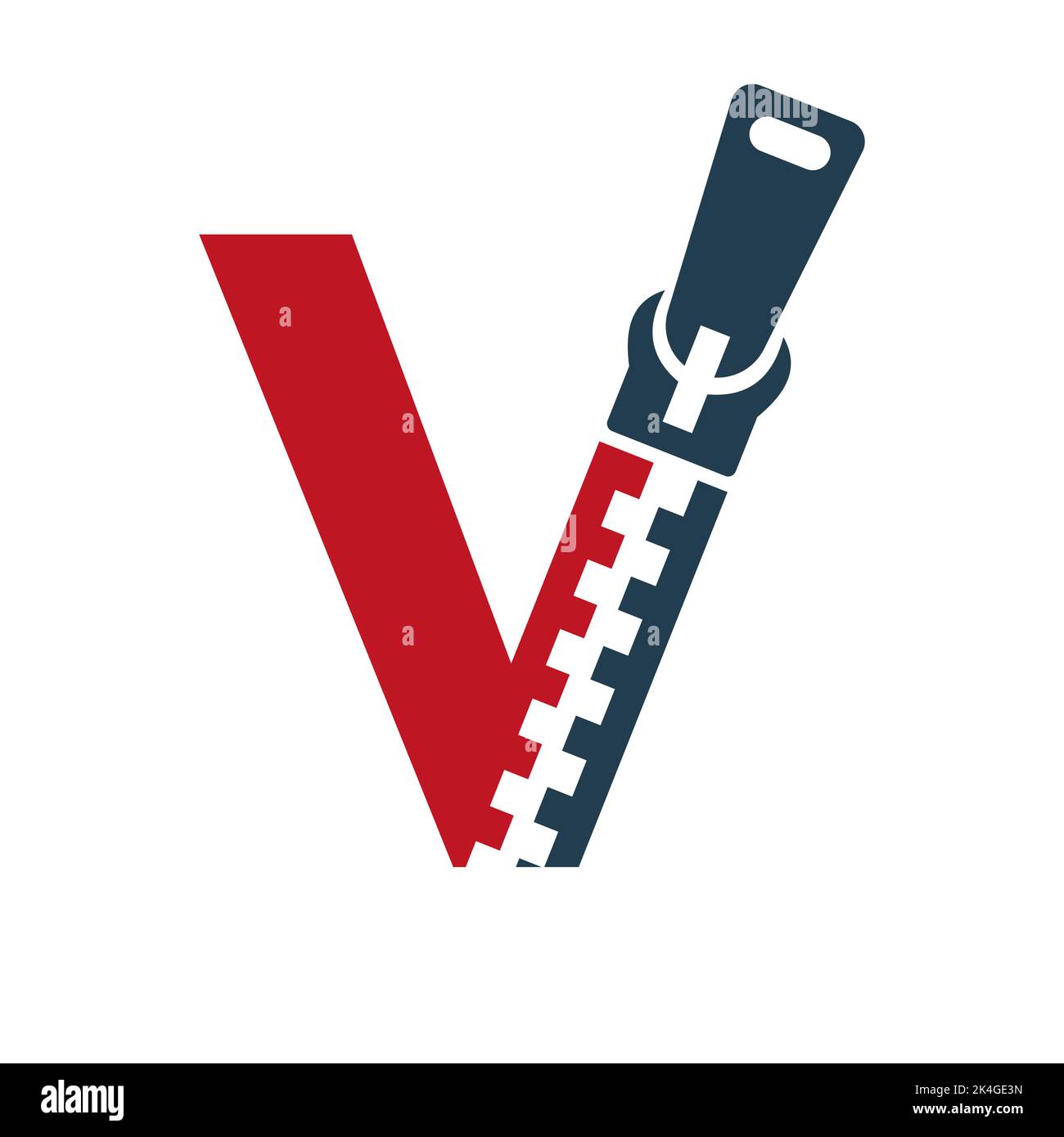 Initial Letter V Zipper Logo For Fashion Cloth, Embroidery and Textile ...